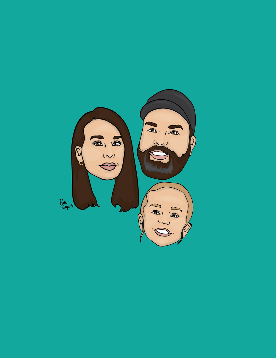 Three-faces cartoon – Kate Fudge Art