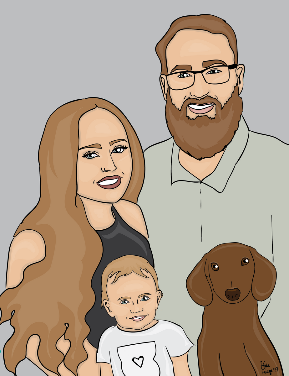 Four-faces + shoulders/torso up cartoon – Kate Fudge Art