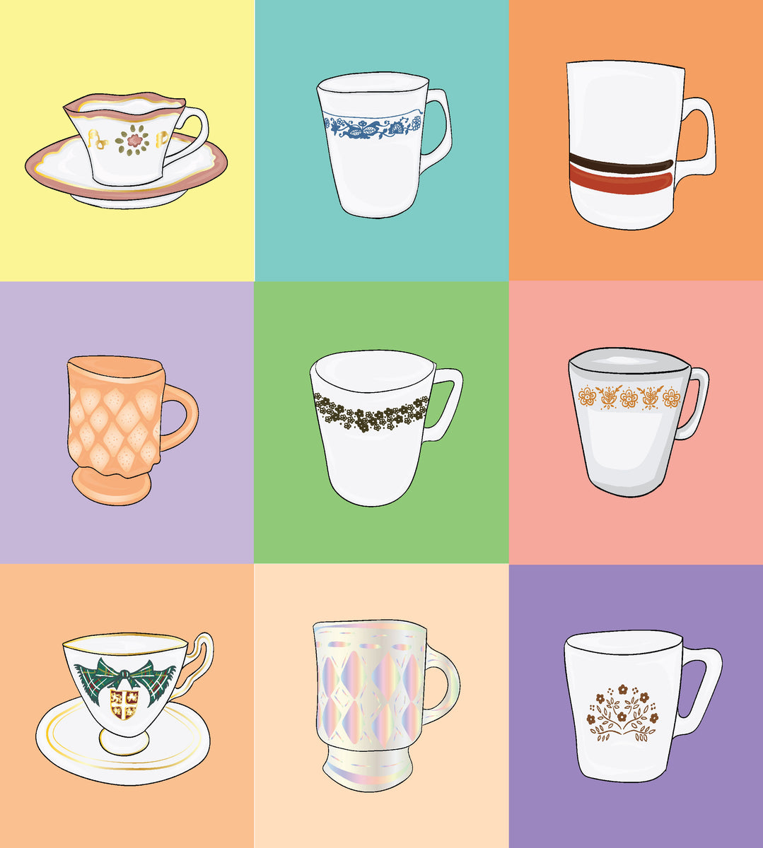 Teacup Grid Print – Kate Fudge Art